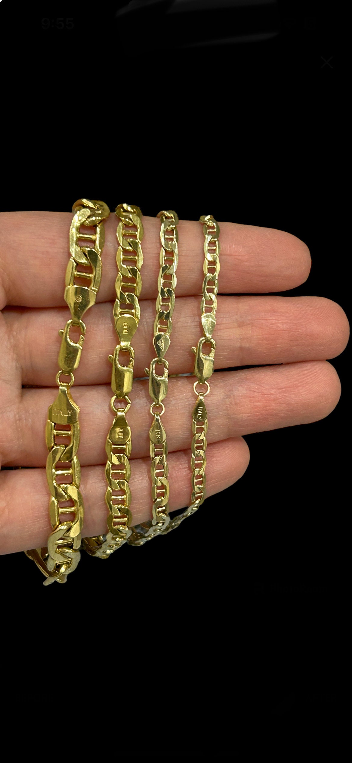 10k Real Gold Mariner Anchor Link Chain Bracelet Anklet, Mens Gold ...