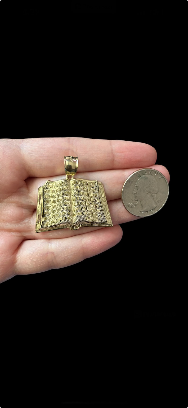10k Real Gold Bible Pendant Charm, Mens Gold Bible Necklace, Solid Gold ...