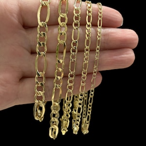 10k Real Gold Figaro Bracelets , Chain Link Bracelets, Gold Fargo ...