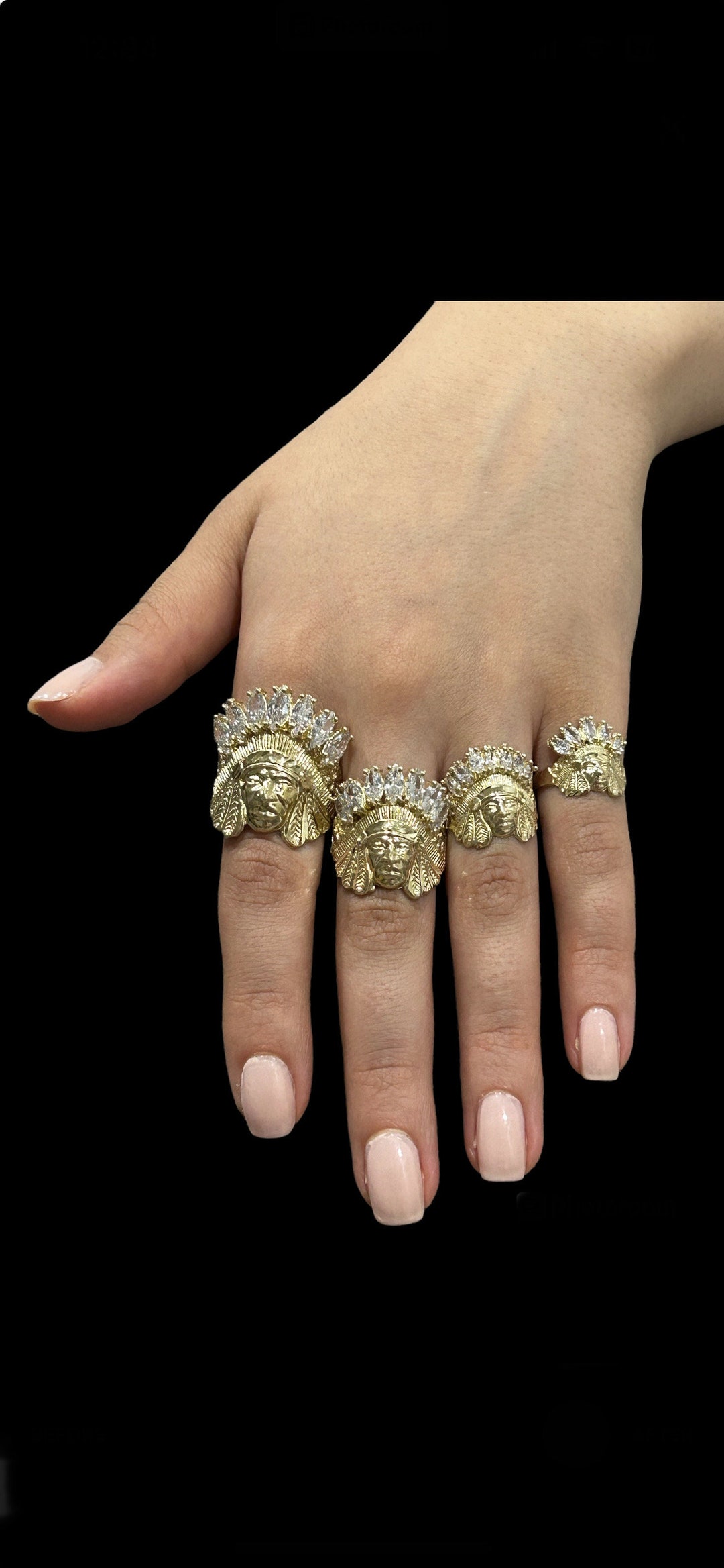 10k Real Gold Native American Ring, Mens Gold Native American Ring ...