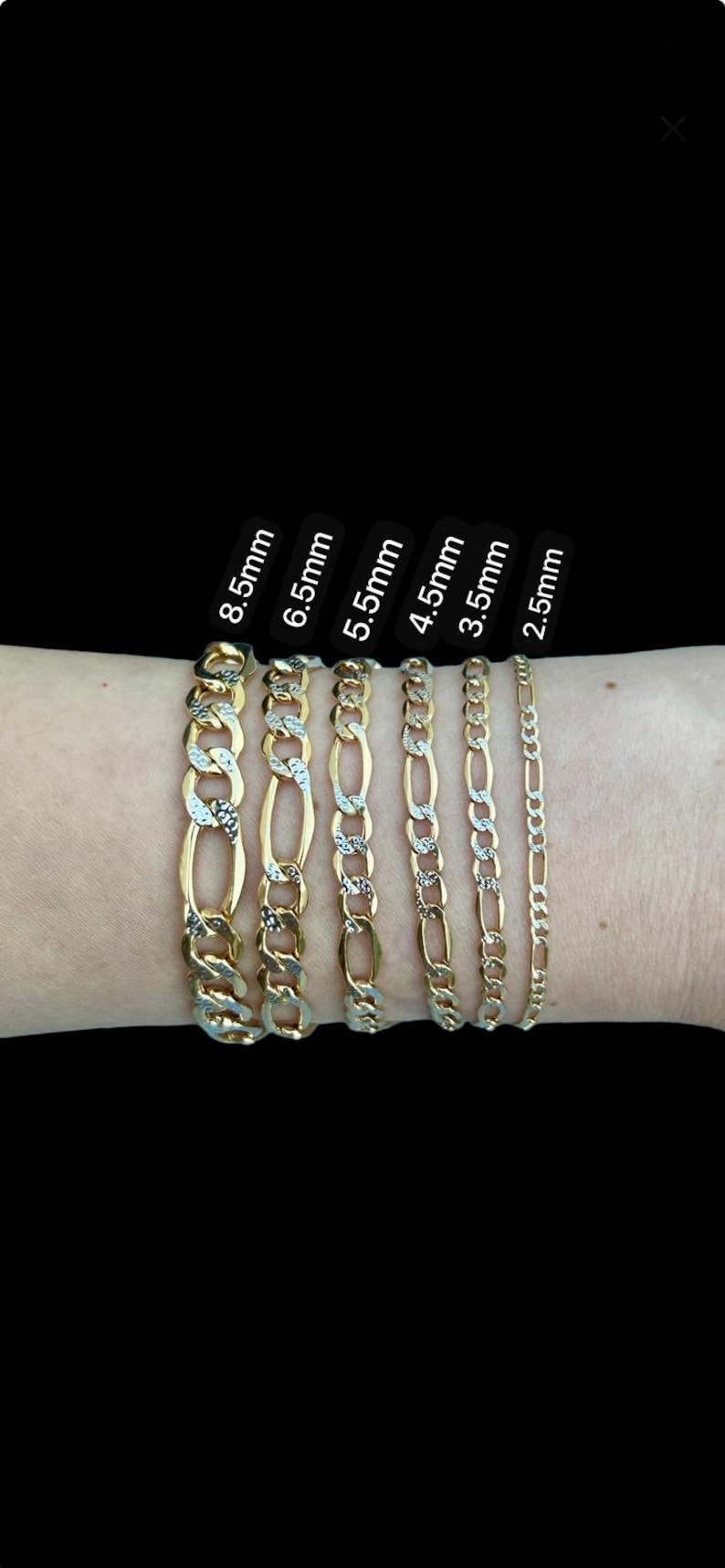 10k Real Gold Two Tone Figaro Bracelets , Anklet,chain Link Bracelets ...