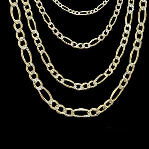 10k Solid Gold Figaro Chain Necklaces, Two Tone Figaro Chains, Ladies ...