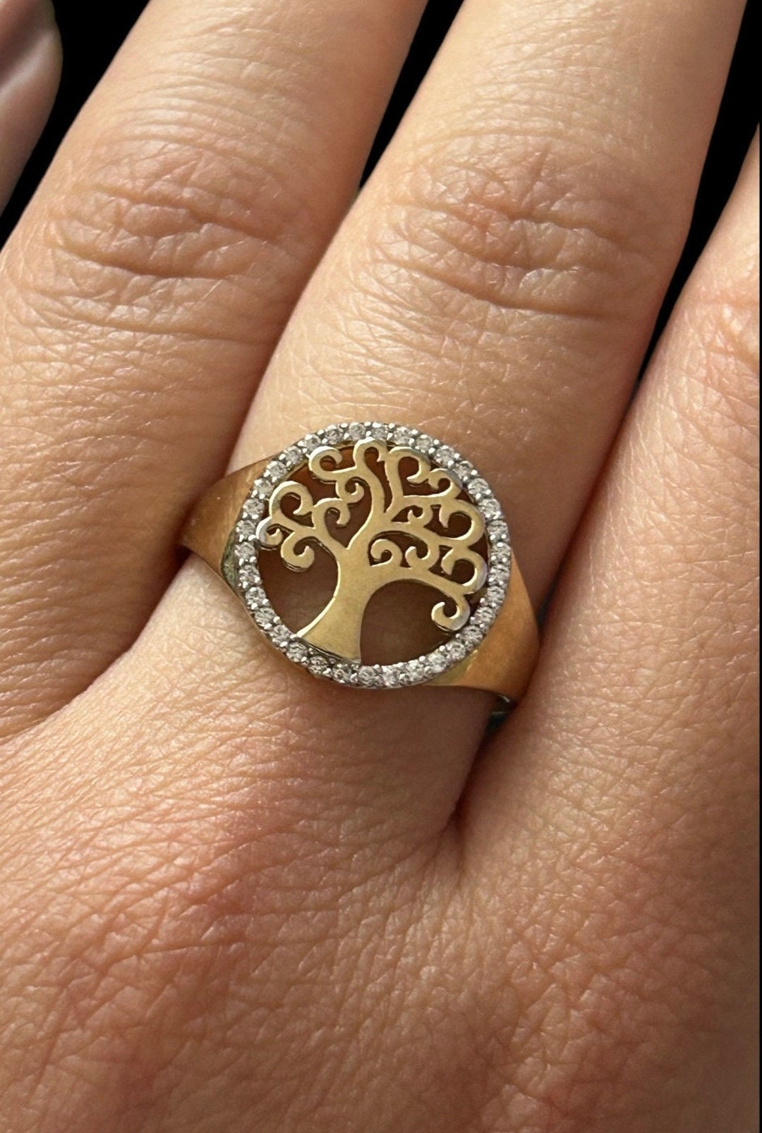 10k Real Solid Gold Tree of Life Ring, Ladies Family Tree Life Ring ...