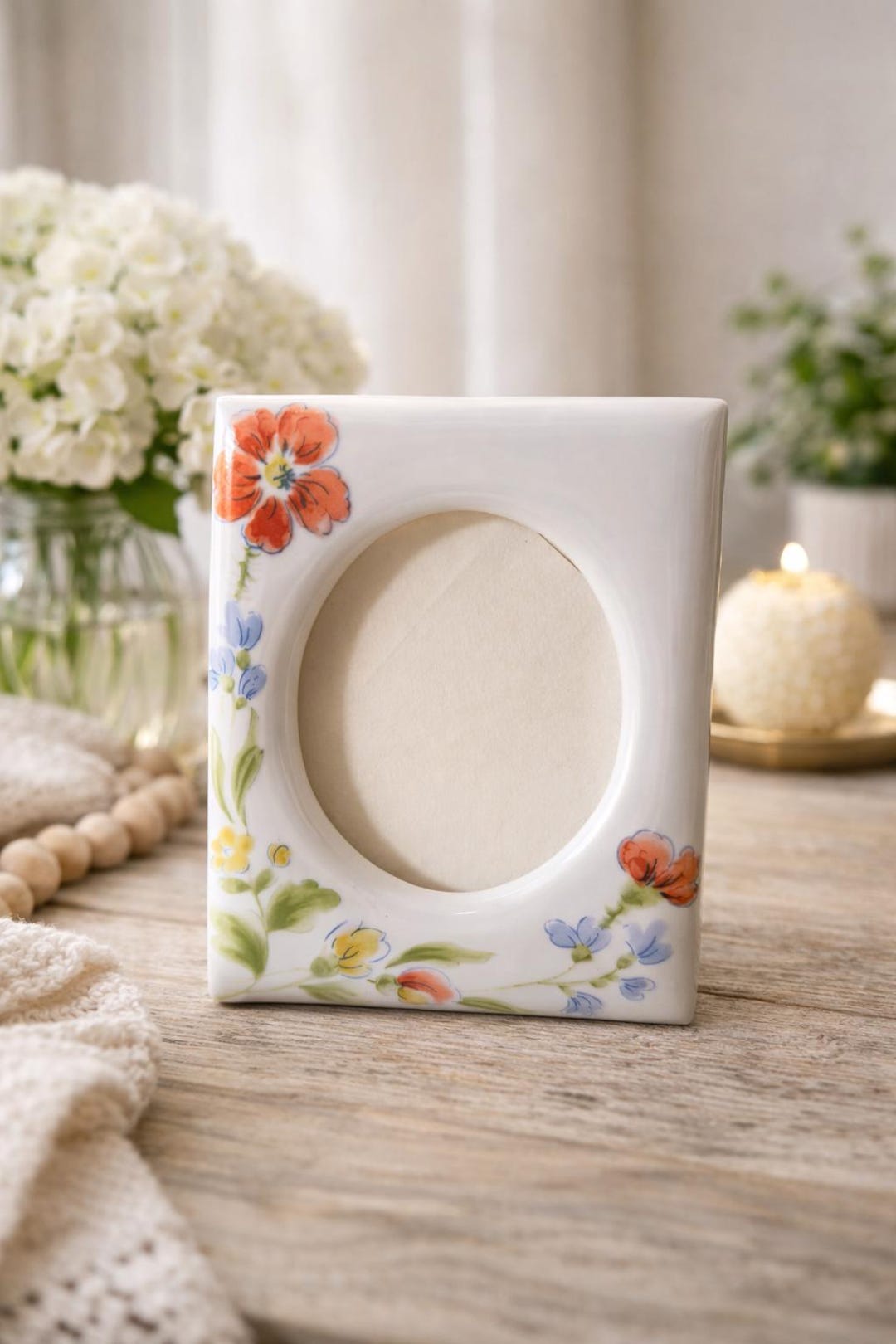Hand-painted Porcelain Rectangular Floral Picture Frame by Andrea Sadek ...