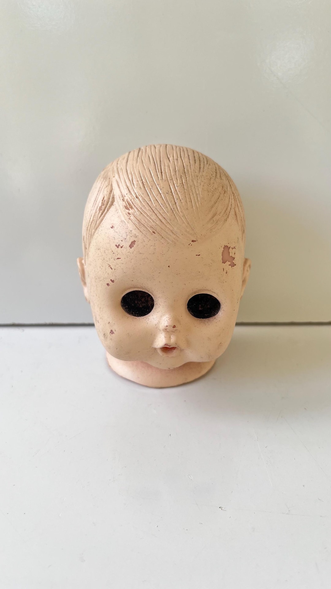 Vintage Creepy Doll Head: Halloween Vignette Decor, Haunted Display ...