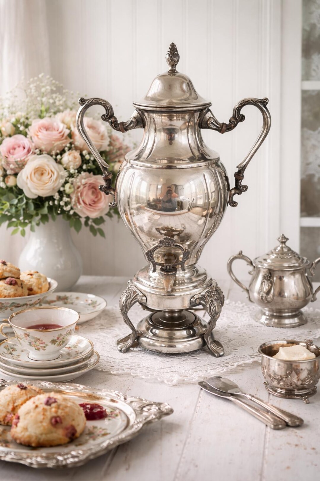Vintage Sheridan Silver Plated Samovar Tea Coffee Urn With Ornate ...