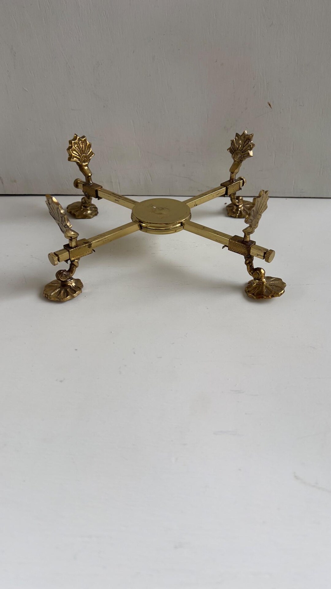 Vintage Brass Expandable Trivet Adjustable Pot Stand Holder 8-inch With ...