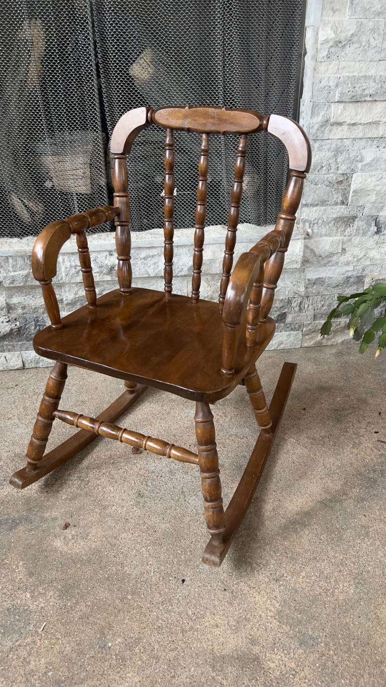 Vintage Wooden Spindle Rocking Chair for Toddler or Child Use - Etsy