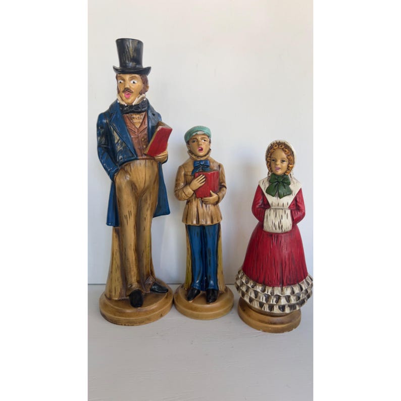 Vintage Hand Painted Chalk Christmas Carolers Figurines Set Made in ...