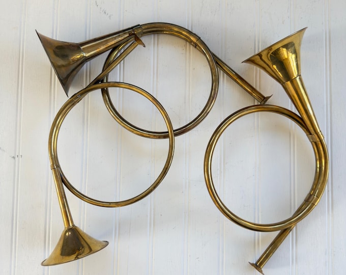 Vintage Brass French Horns Decorative Wall Hanging Musical Instruments ...