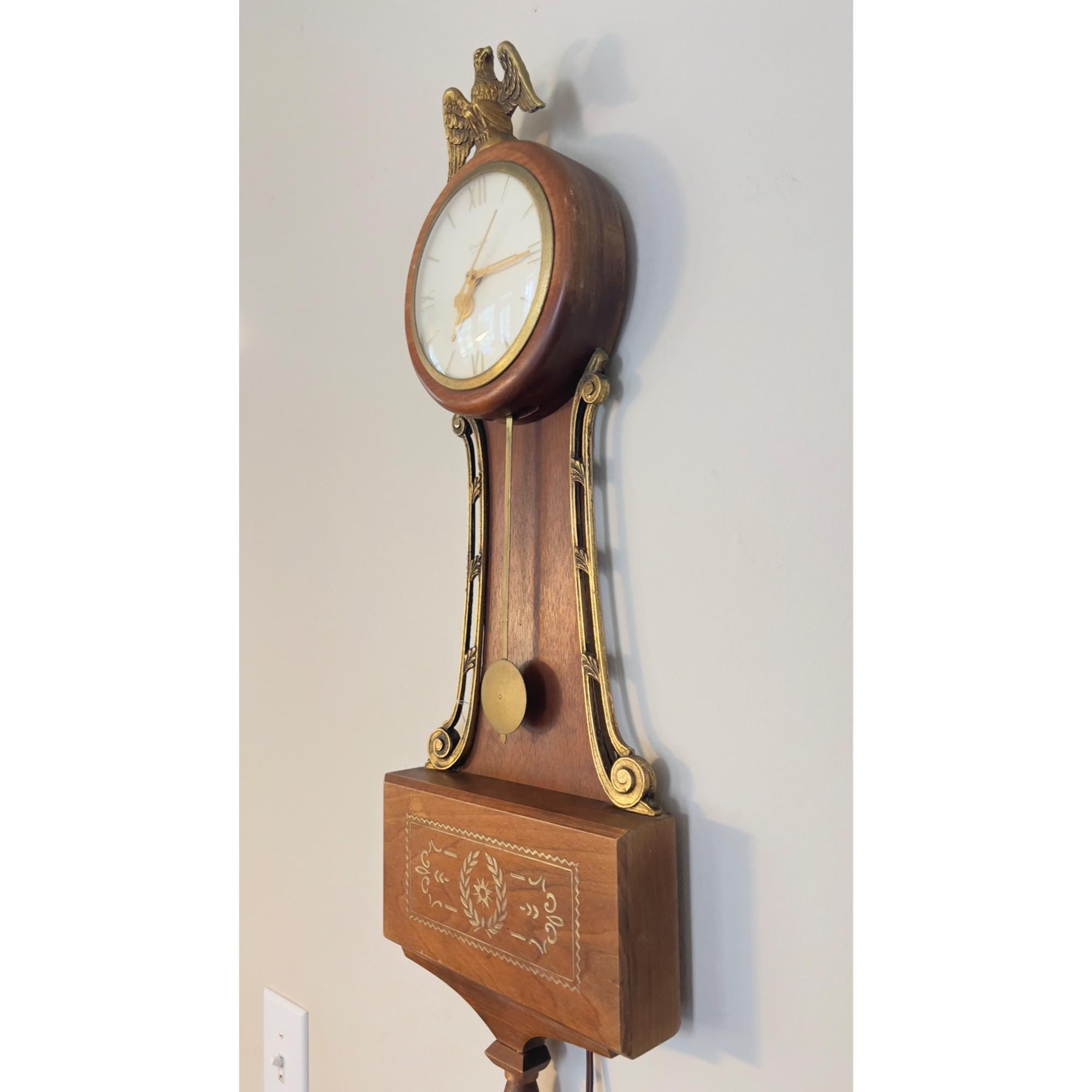 Vintage United Wall Clock: Brass Eagle Accent, Swinging Pendulum - Etsy