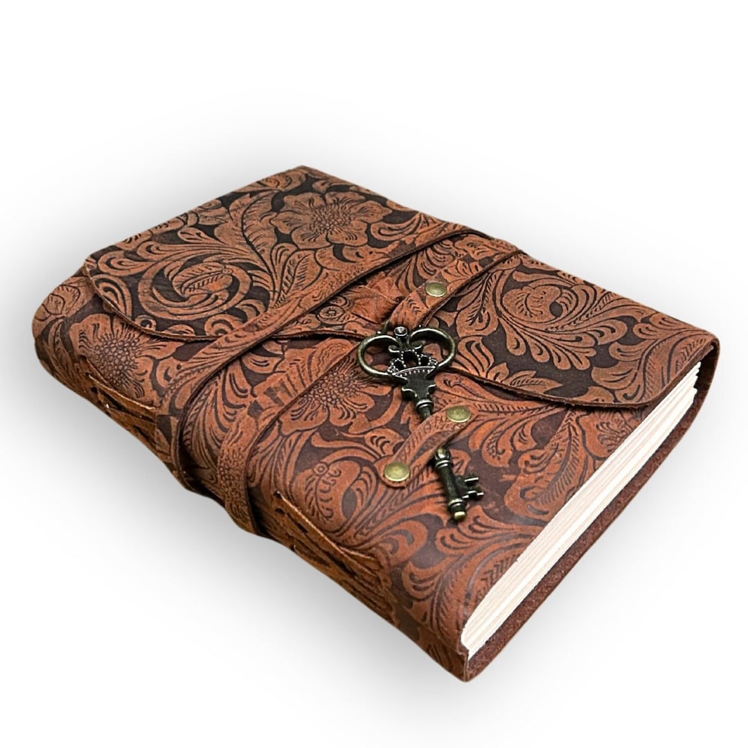 Handmade Artist Journal With Key Floral Embossed Paintbook Notebook ...