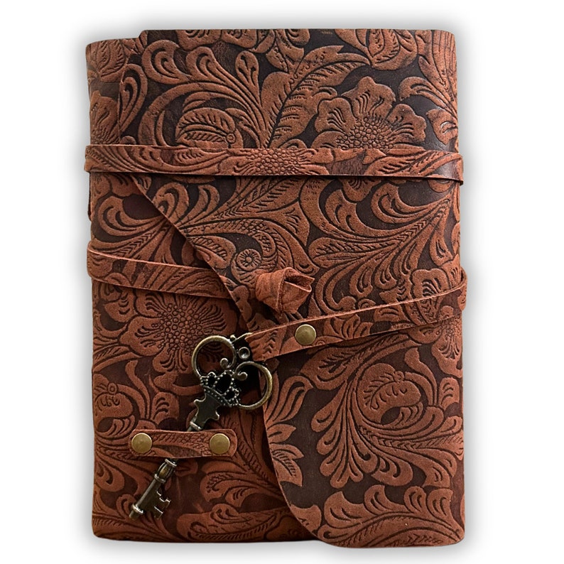 Handmade Artist Journal With Key Floral Embossed Paintbook Notebook ...