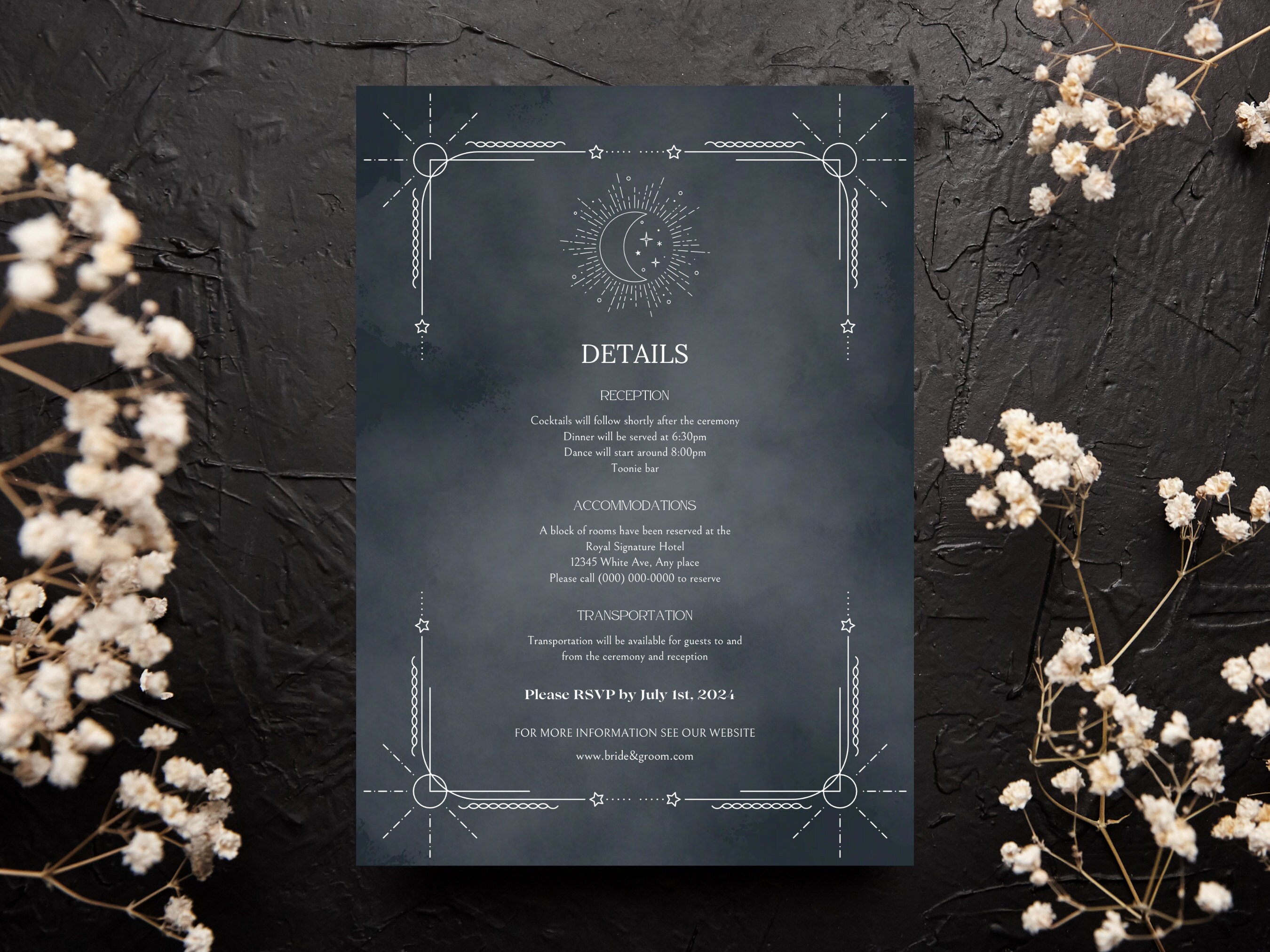 Dark Celestial Gothic Wedding Invitation October Wedding Invite Tarot ...