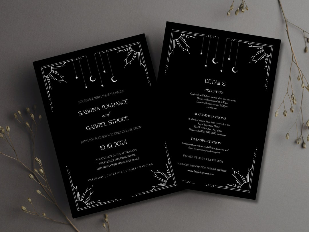 Dark Gothic Wedding Invitation, Dark Astrology Wedding Invite ...