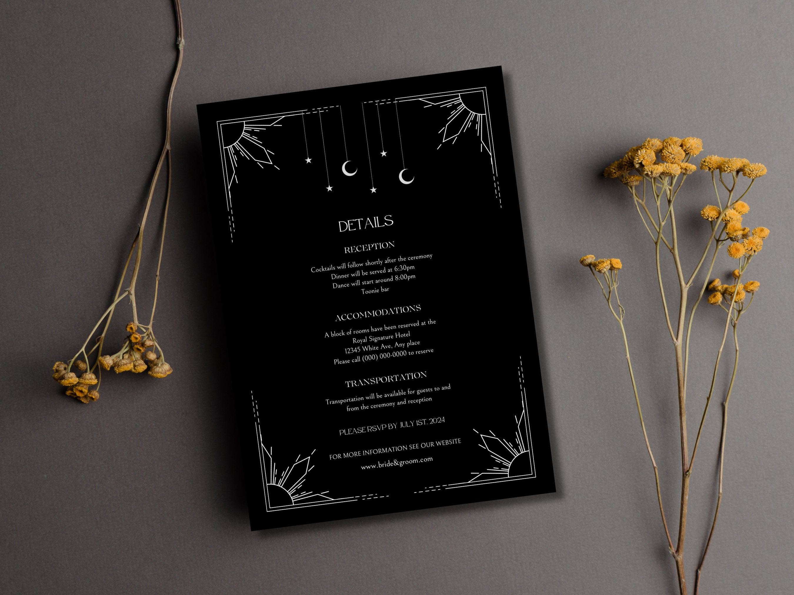 Dark Gothic Wedding Invitation, Dark Astrology Wedding Invite ...