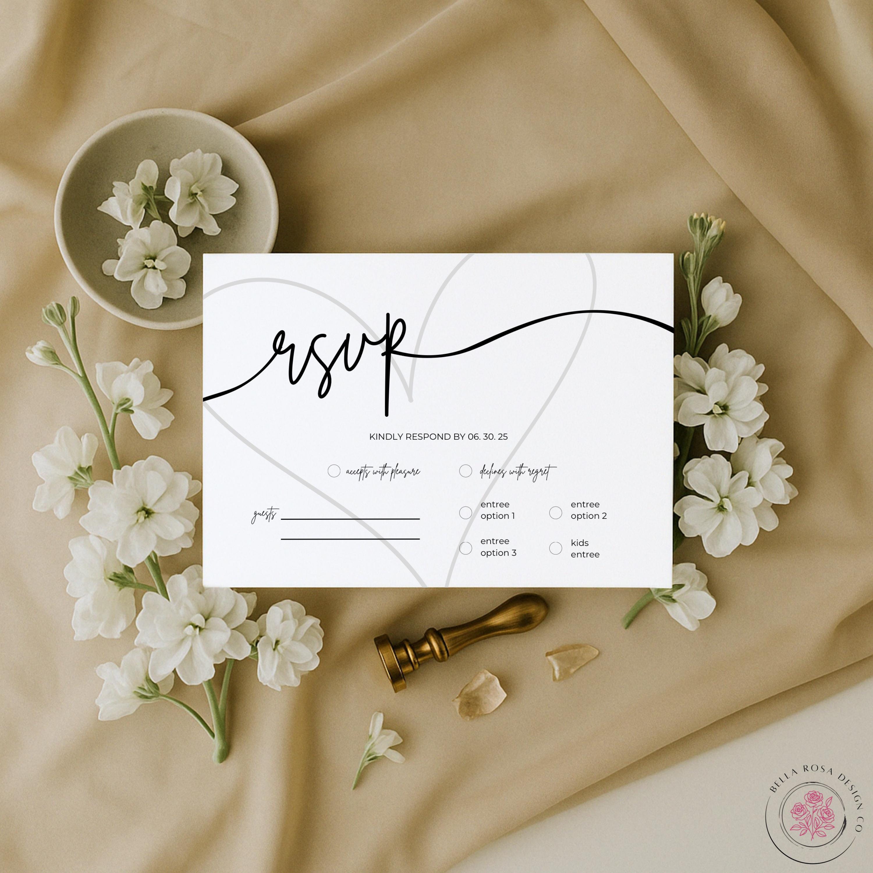 Minimalist Wedding Rsvp Card Template, Printable RSVP With QR Code ...
