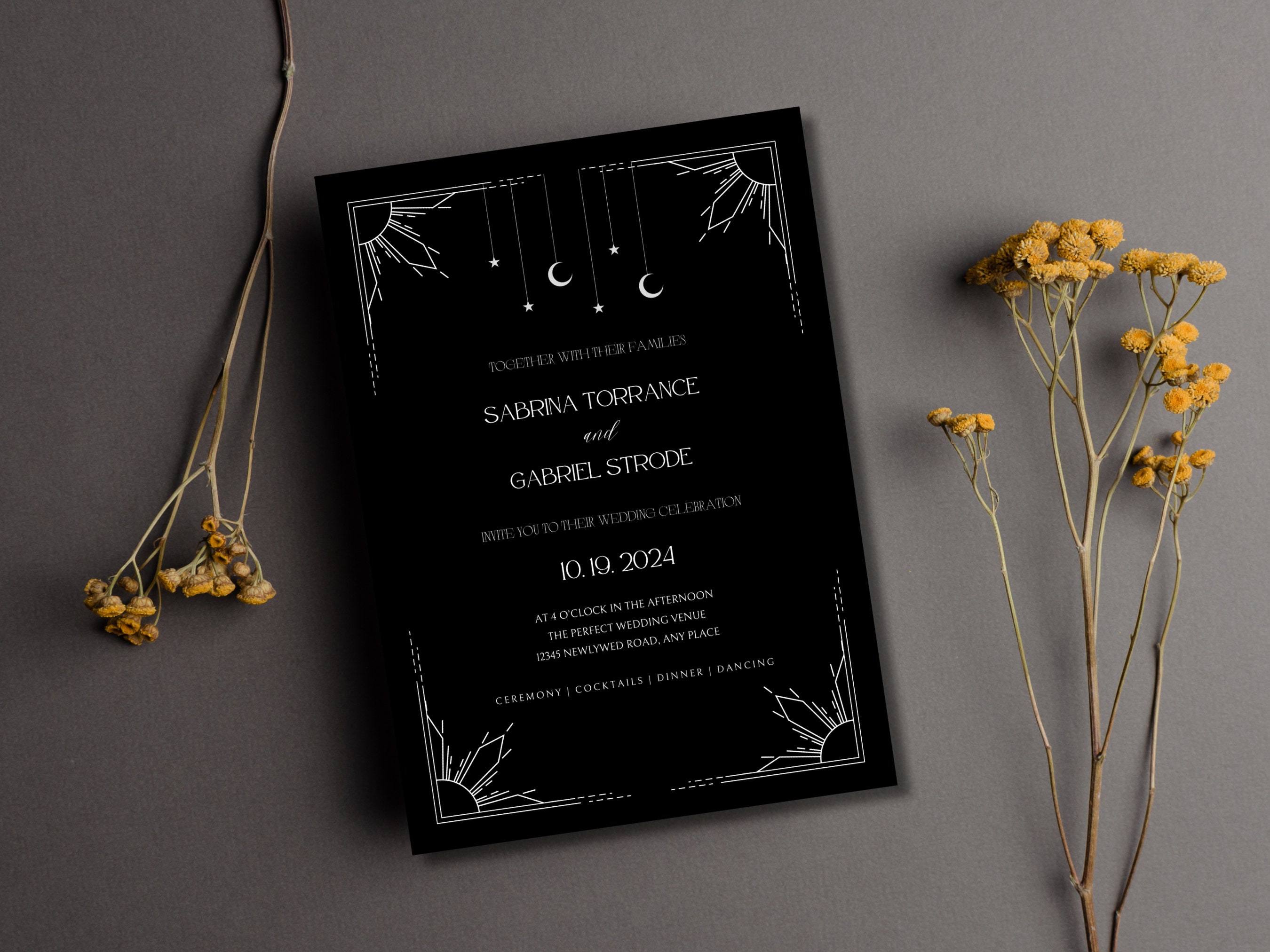 Dark Gothic Wedding Invitation, Dark Astrology Wedding Invite ...