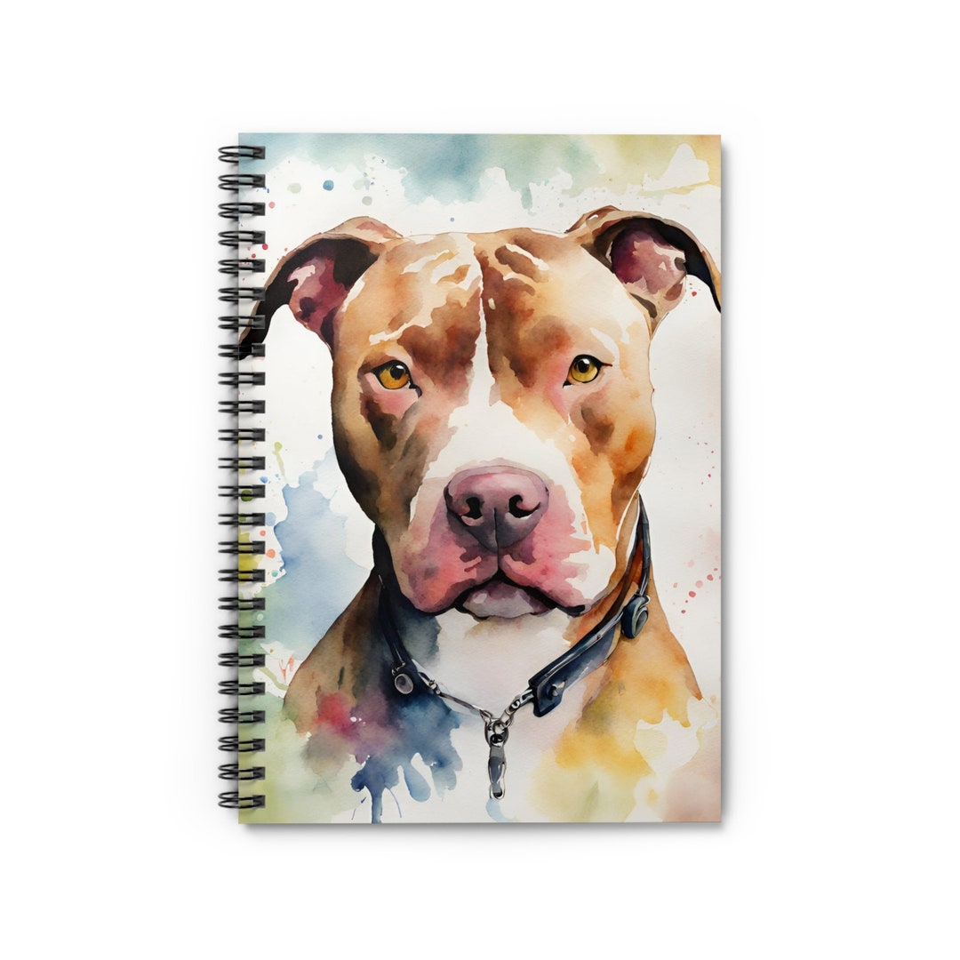 Dog Watercolor Series: Pitbull Spiral Notebook Ruled Line - Etsy