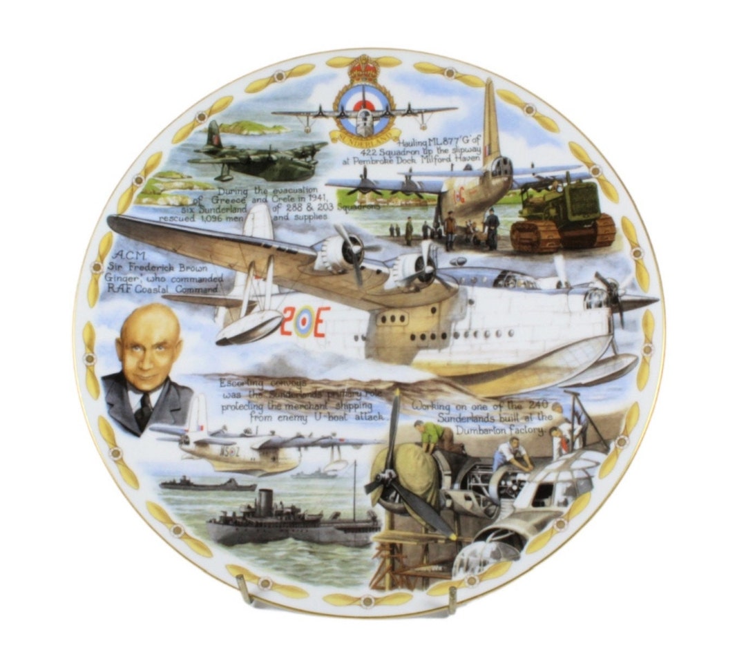 RAF Royal Worcester Short Sunderland Collectors Plate Limited Edition ...