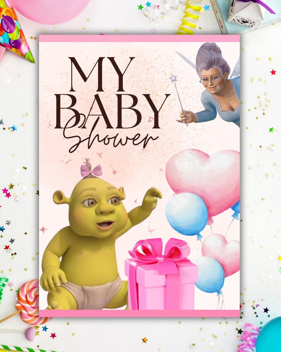 Shrek Invitation,girl Baby Shower Invitation,shrek Text Message ...