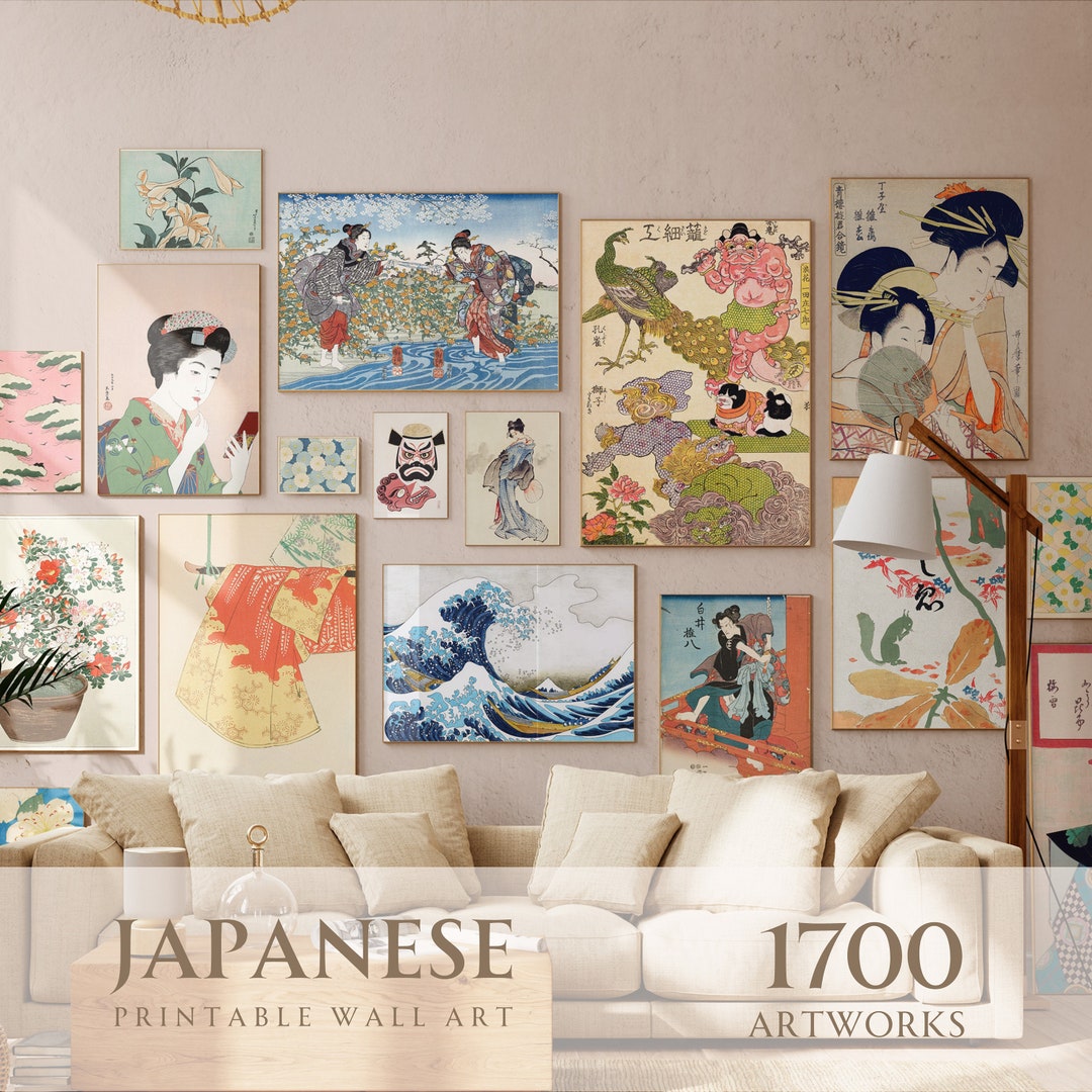 Vintage Japanese Wall Collage Bundle, Aesthetic Old Japan Art Posters ...