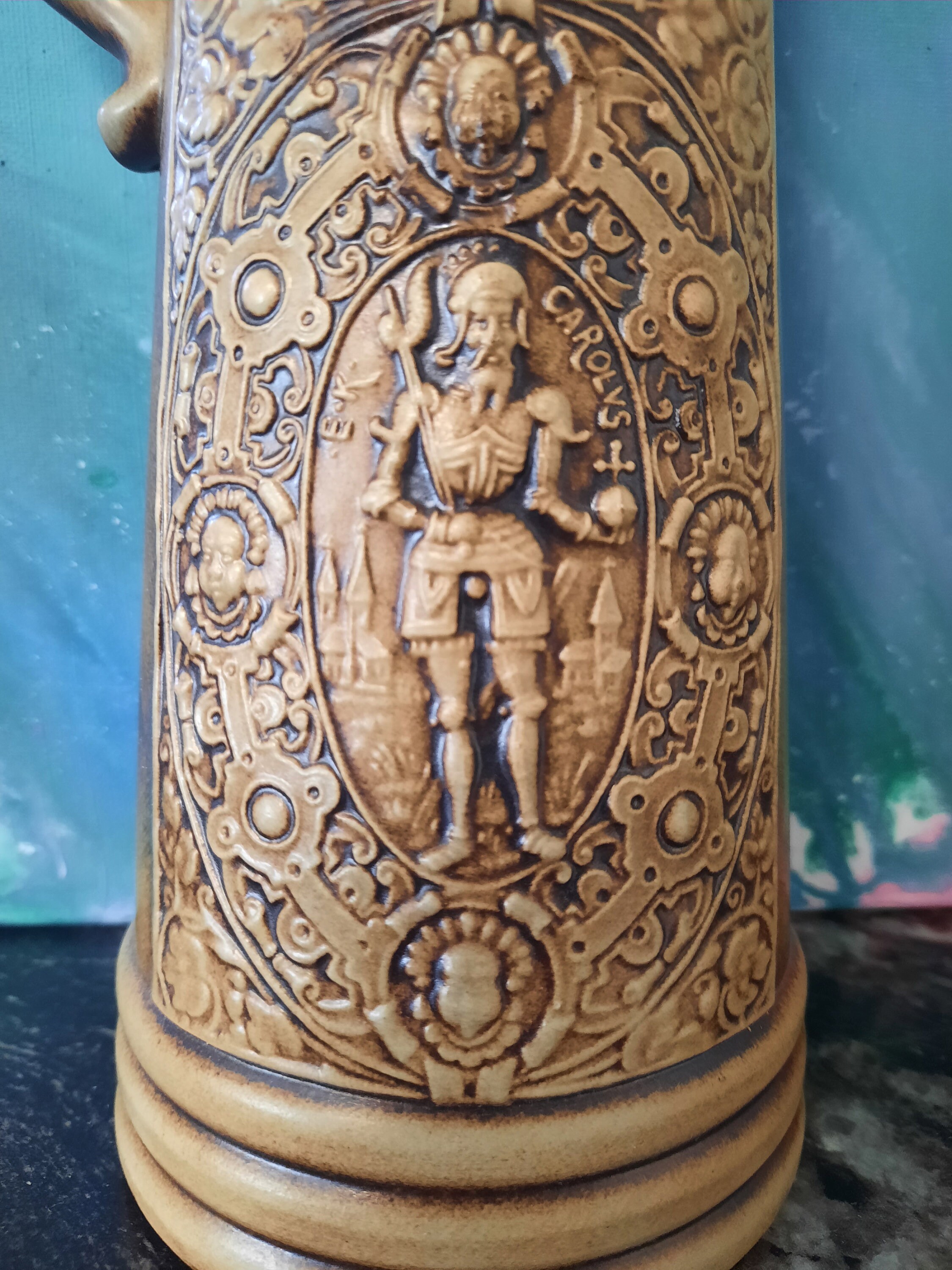 Antique Collectible Tall German Stoneware Stein Without Topper by GERZ ...