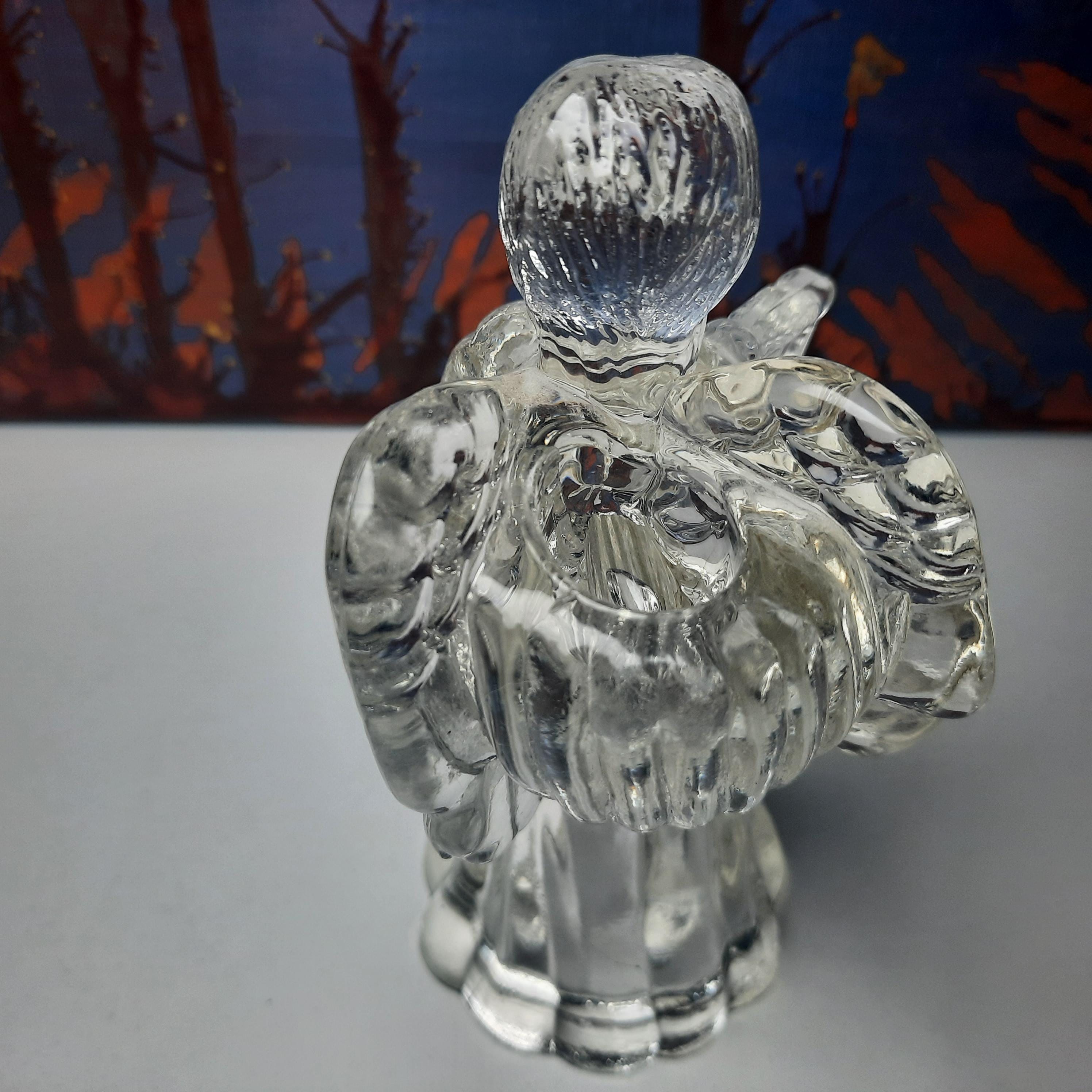 Vintage Lead Crystal Harp Player Angel Manganese Glass Candle Holder ...