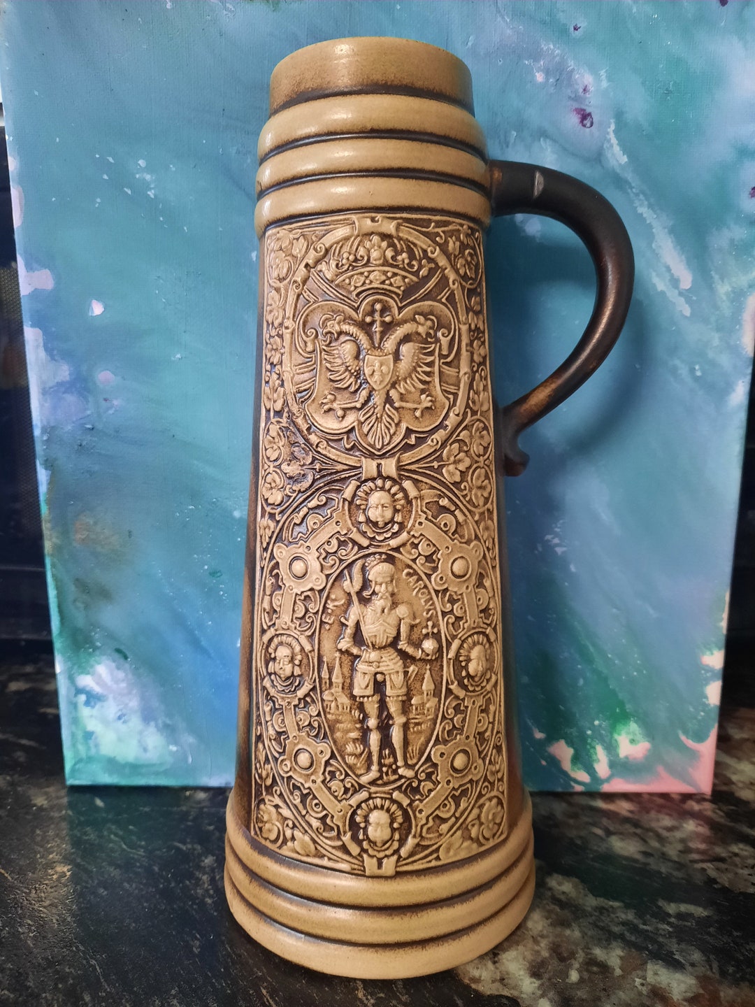 Antique Collectible Tall German Stoneware Stein Without Topper by GERZ ...
