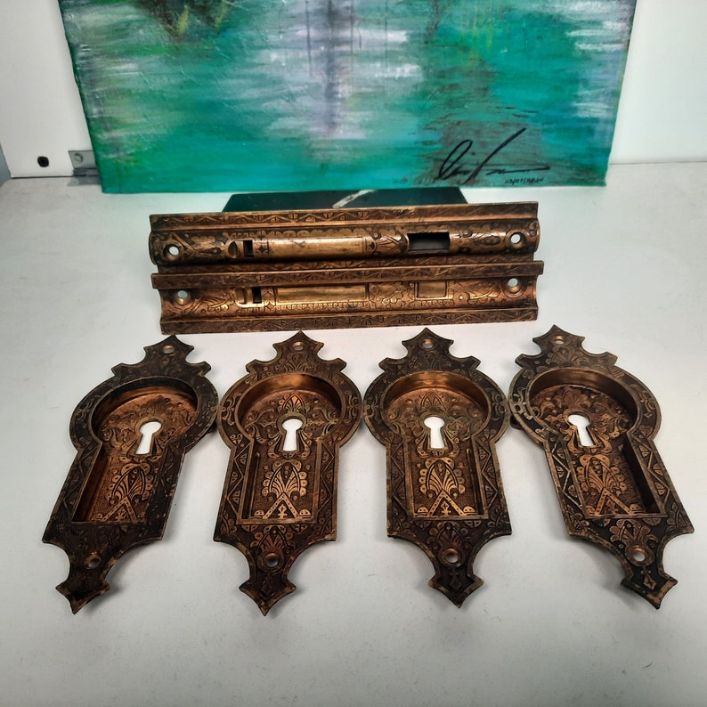 Antique Architectural Salvage Rare Matching Twin Set of Pocket Door ...