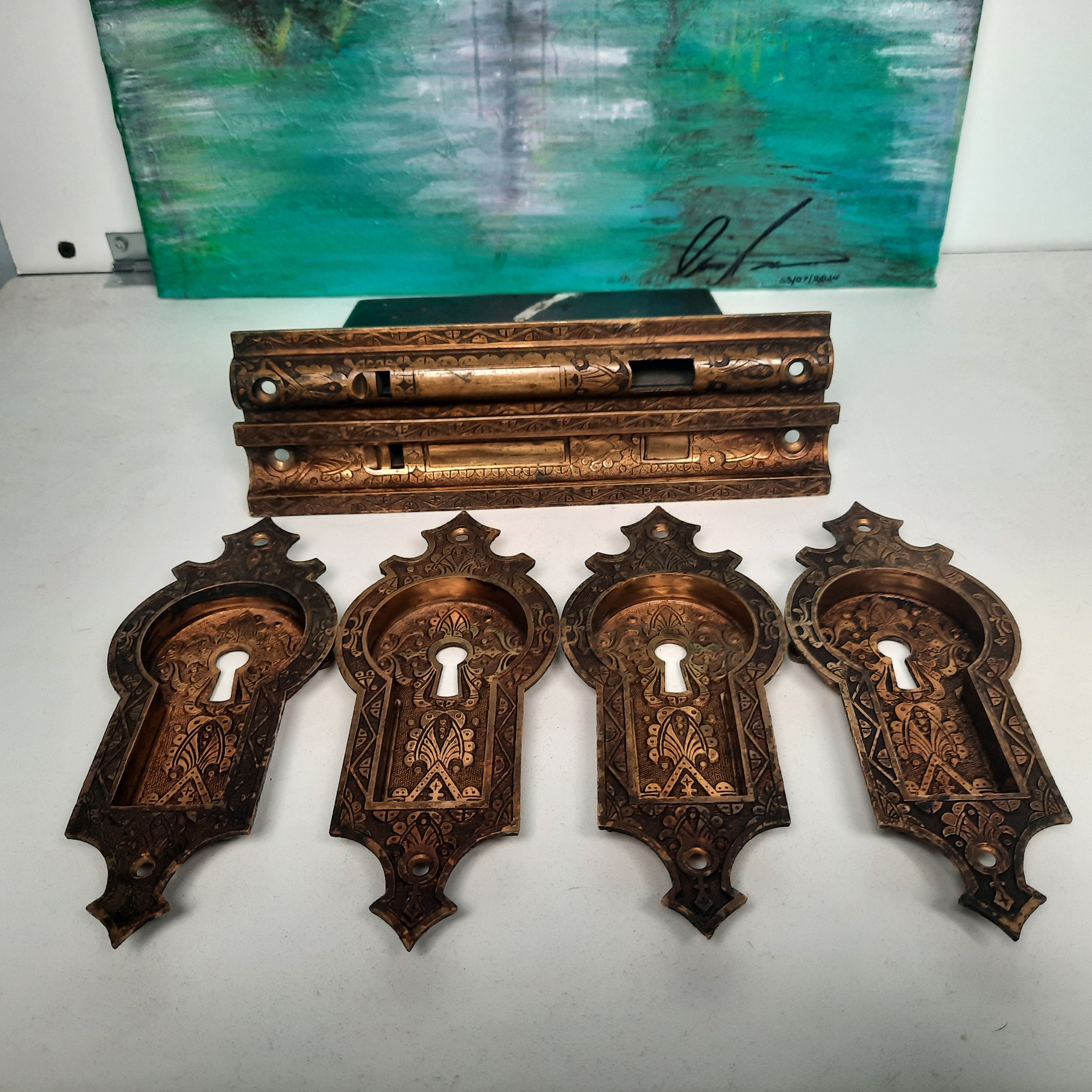 Antique Architectural Salvage Rare Matching Twin Set of Pocket Door ...