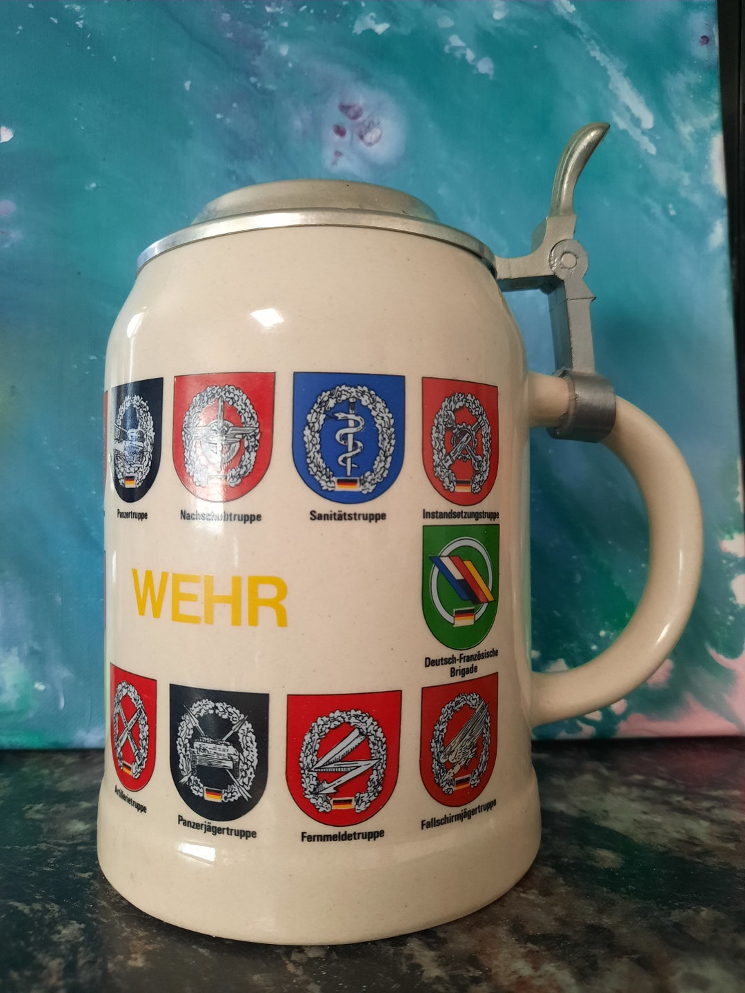 Antique Collectible German Stoneware Stein With Topper - Etsy