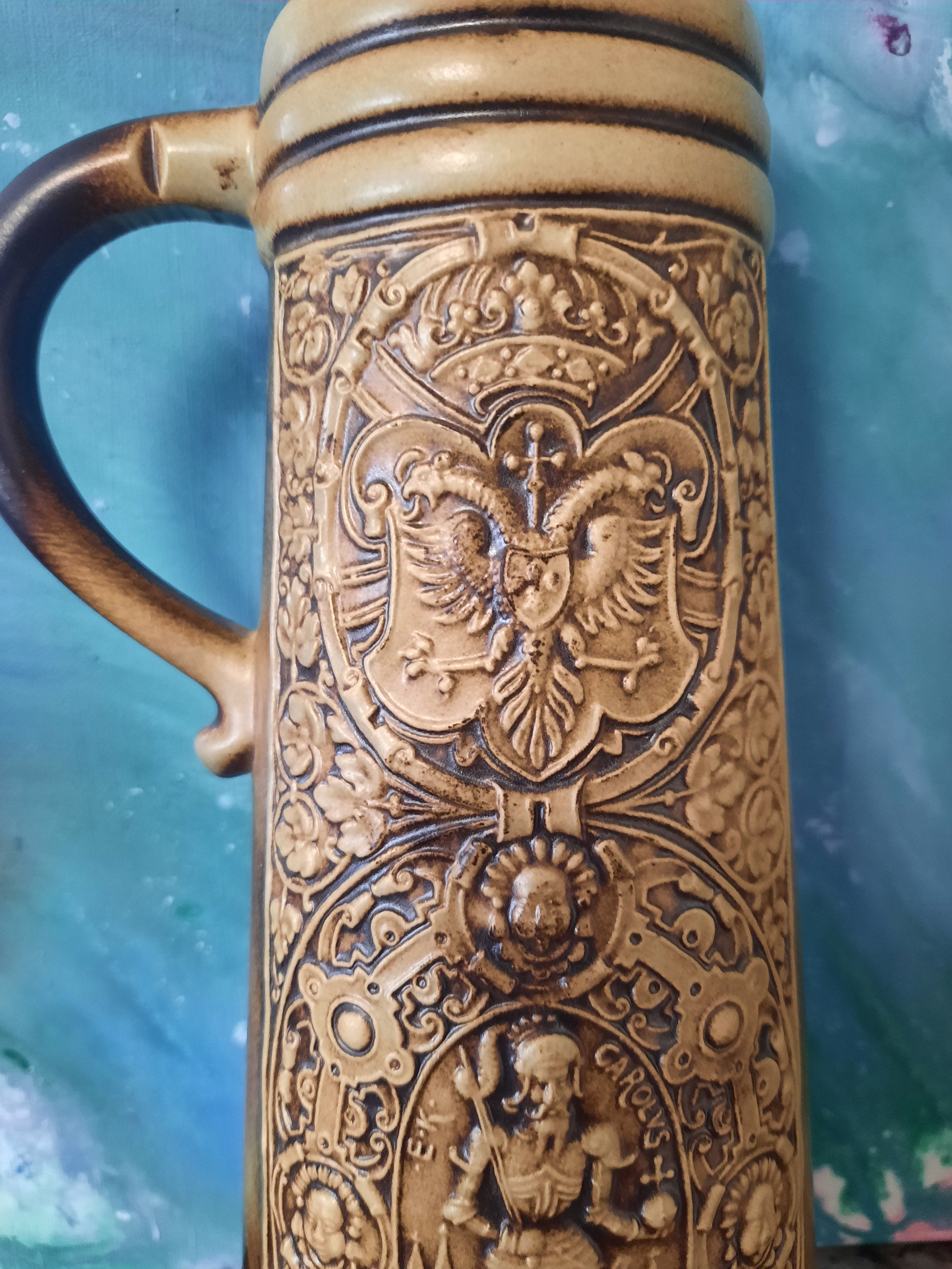 Antique Collectible Tall German Stoneware Stein Without Topper by GERZ ...