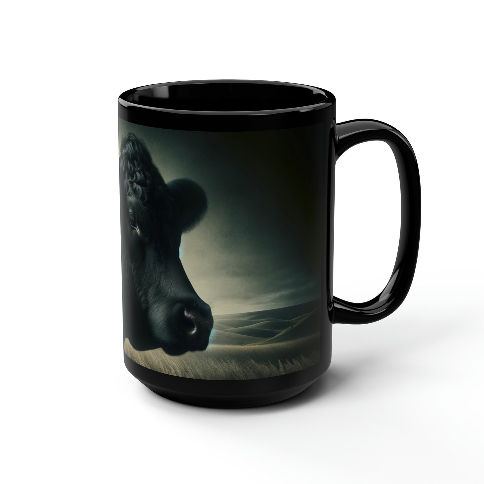 Black Angus - Black Mug, 15oz Coffee Cup Teacup Hot Chocolate Cup Mug ...