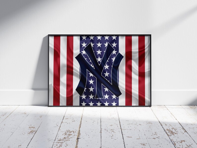 New York Yankees Flag, Yankees and USA Flag Canvas, Yankees Flag Wall ...