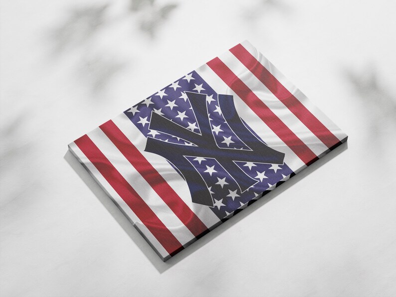 New York Yankees Flag, Yankees and USA Flag Canvas, Yankees Flag Wall ...