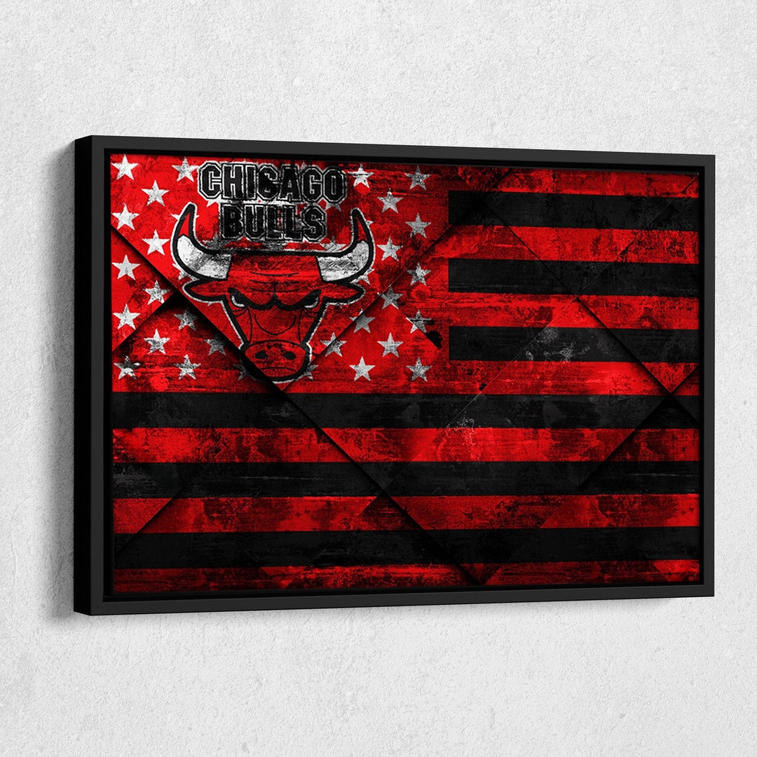 Chicago Bulls American Flag, Basketball Poster, Chicago Bulls Team ...