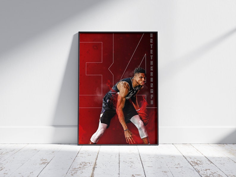 Red Background Greek Freek Poster, Basketball Framed Print, Sports Wall ...