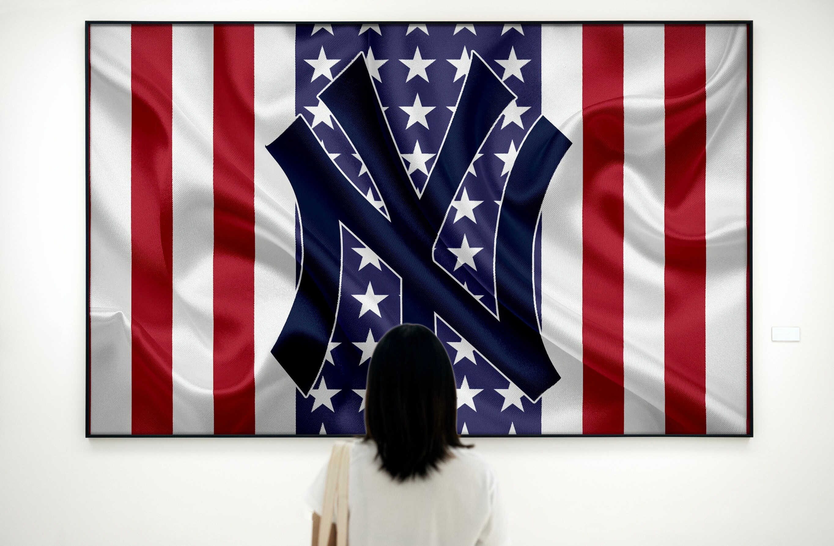 New York Yankees Flag, Yankees and USA Flag Canvas, Yankees Flag Wall ...