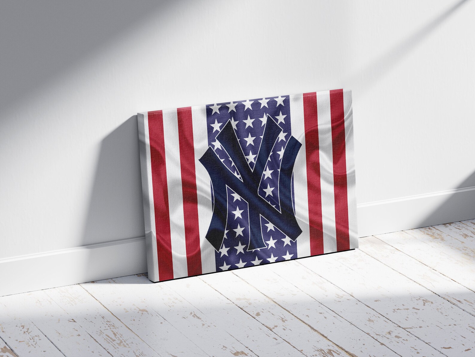 New York Yankees Flag, Yankees and USA Flag Canvas, Yankees Flag Wall ...