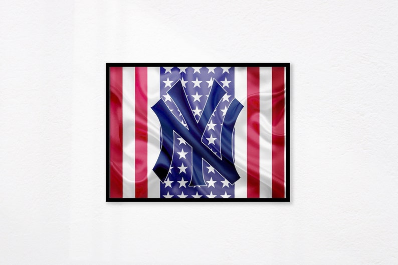 New York Yankees Flag, Yankees and USA Flag Canvas, Yankees Flag Wall ...