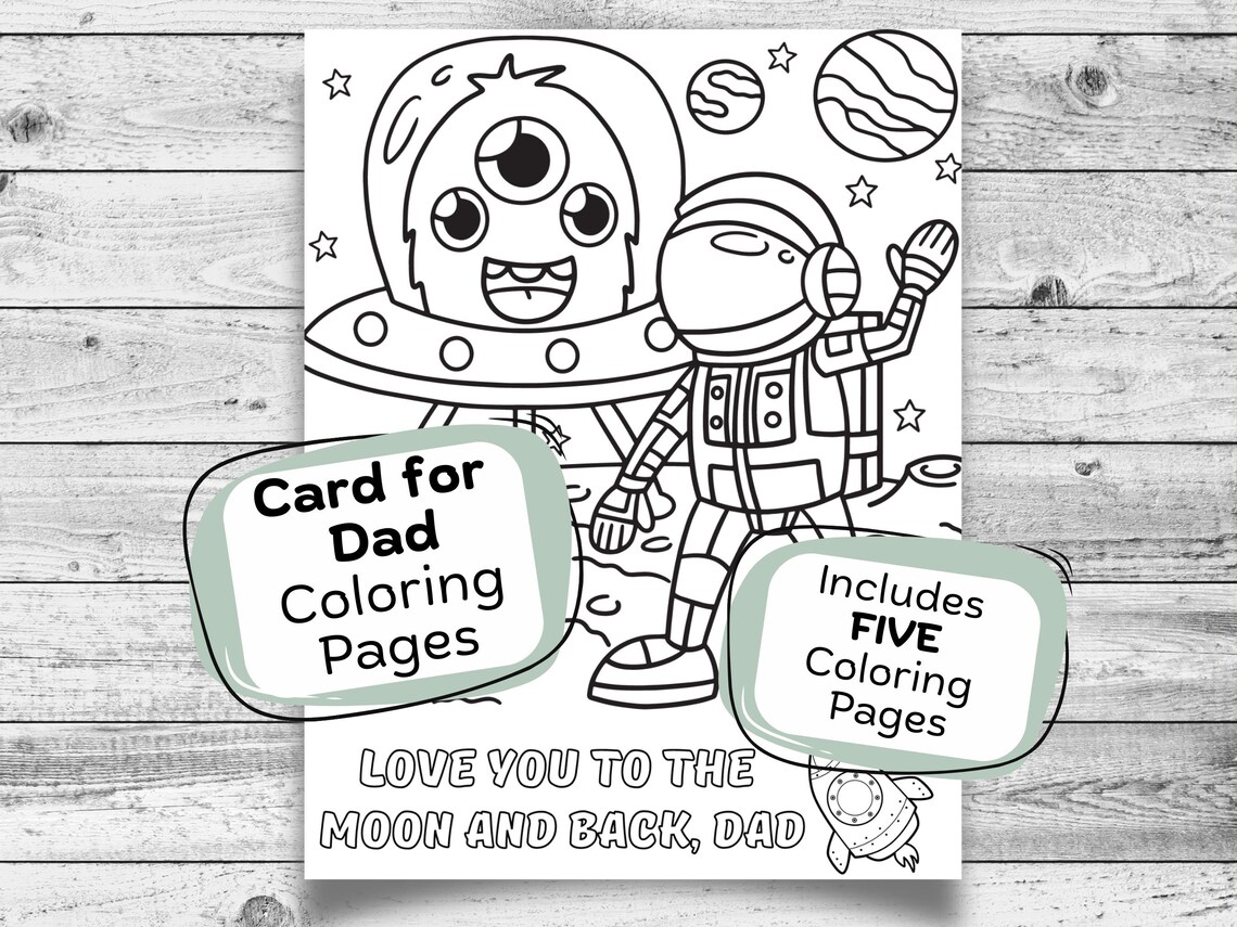 Personalized Coloring Gift to Dad Father Day Card Coloring Page Toddler ...