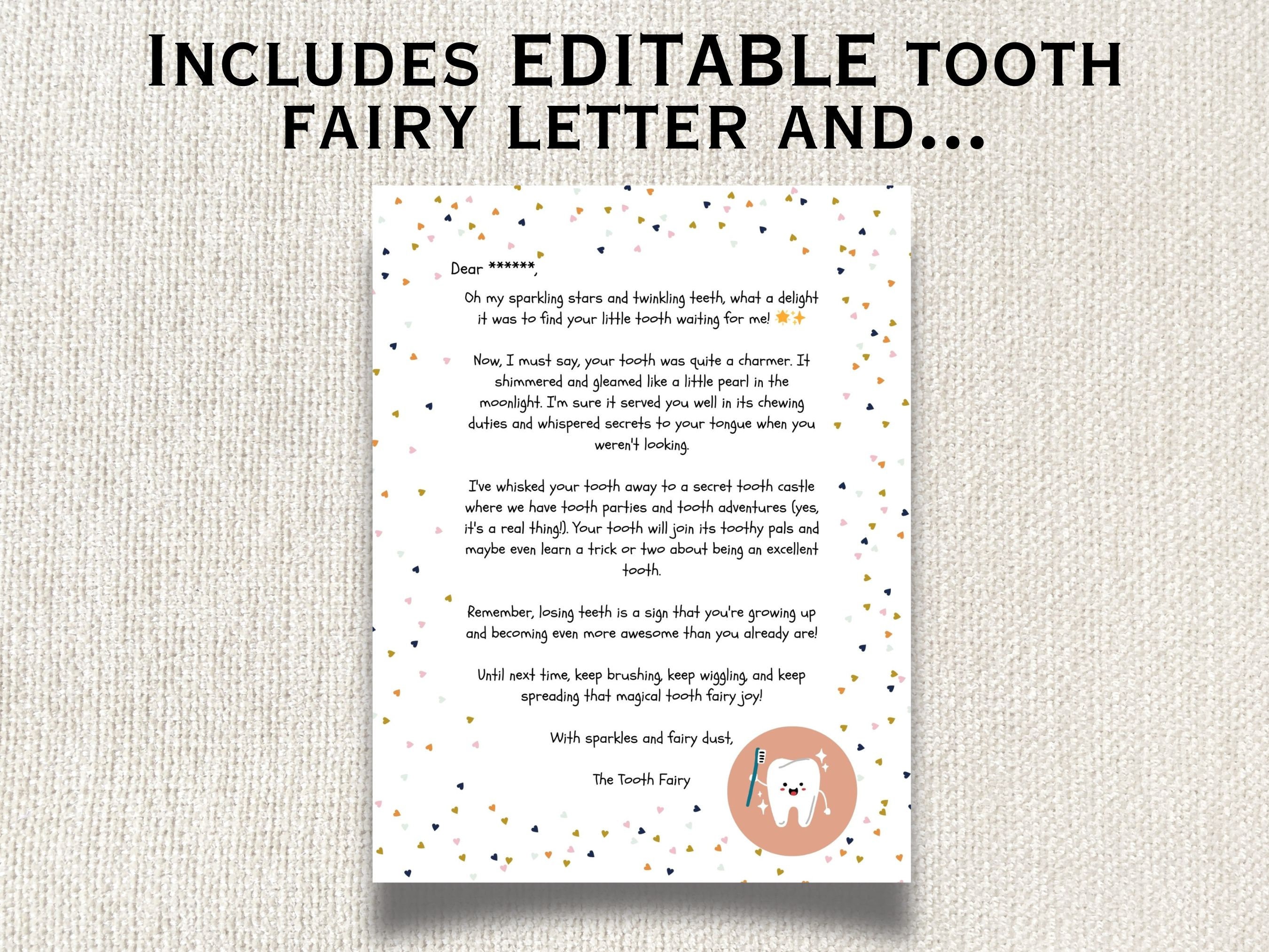 Editable Tooth Fairy Letter Printable Tooth Fairy Gift Lost Tooth ...