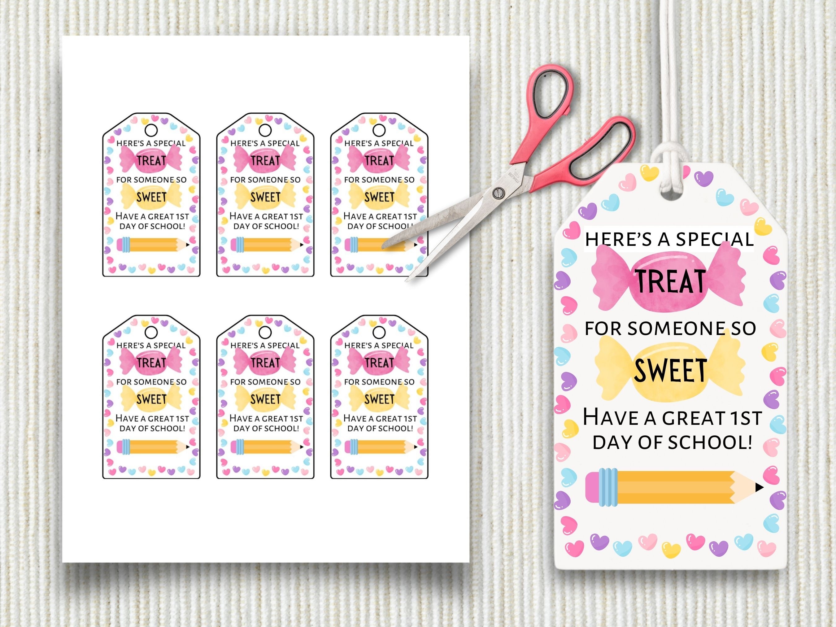 First Day of School Gift Tag Printable Kindergarten Gift Downloadable ...