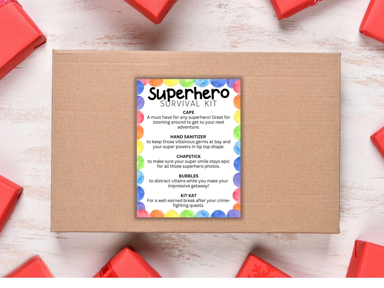 Superhero Survival Kit Tag Printable Superhero Birthday 6 Year Old ...