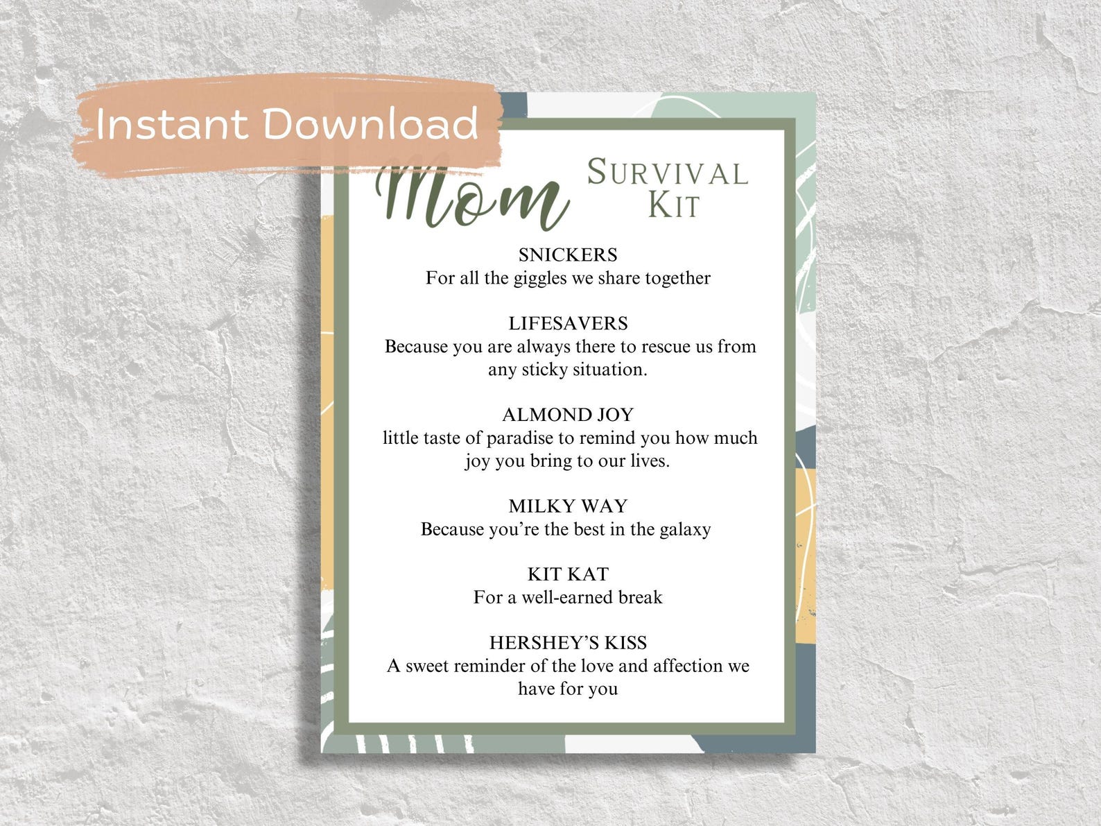Editable Survival Kit for Mom Survival Kit Printable Mom Gift From ...