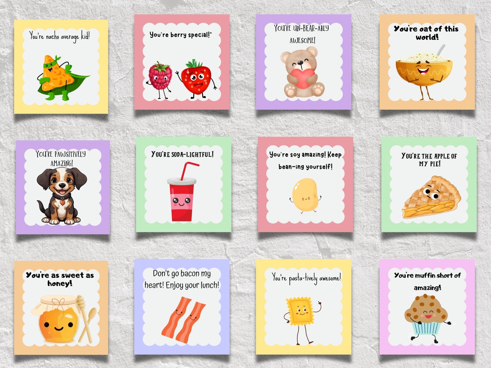 50 Lunch Box Notes School Lunch Note Card Lunch Box Love Note Card ...