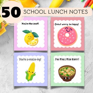 50 Lunch Box Notes School Lunch Note Card Lunch Box Love Note Card ...