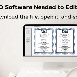 Dad Survival Kit Gift Tag Editable Printable Survival Kit Father Day ...