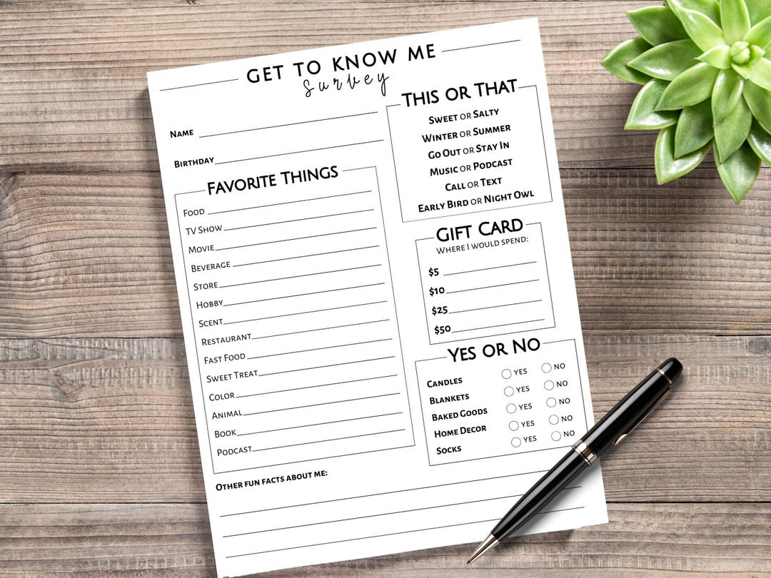 Get to Know You Activity Back to School Get to Know Me Printable All ...